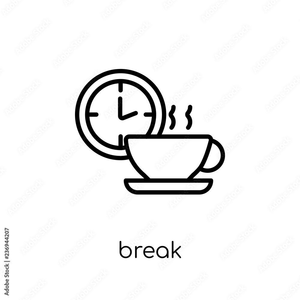 break icon. Trendy modern flat linear vector break icon on white ...