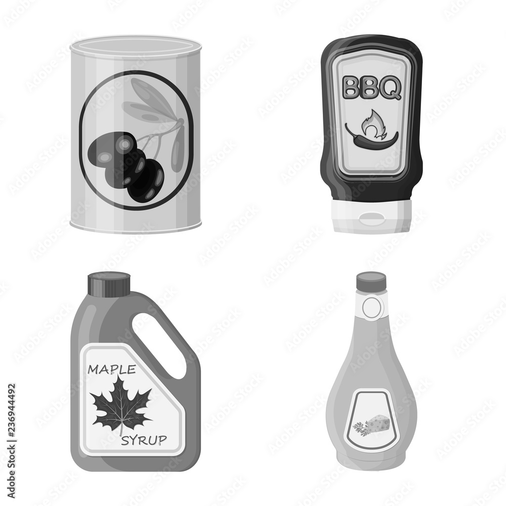 Vector illustration of can and food logo. Set of can and package vector ...