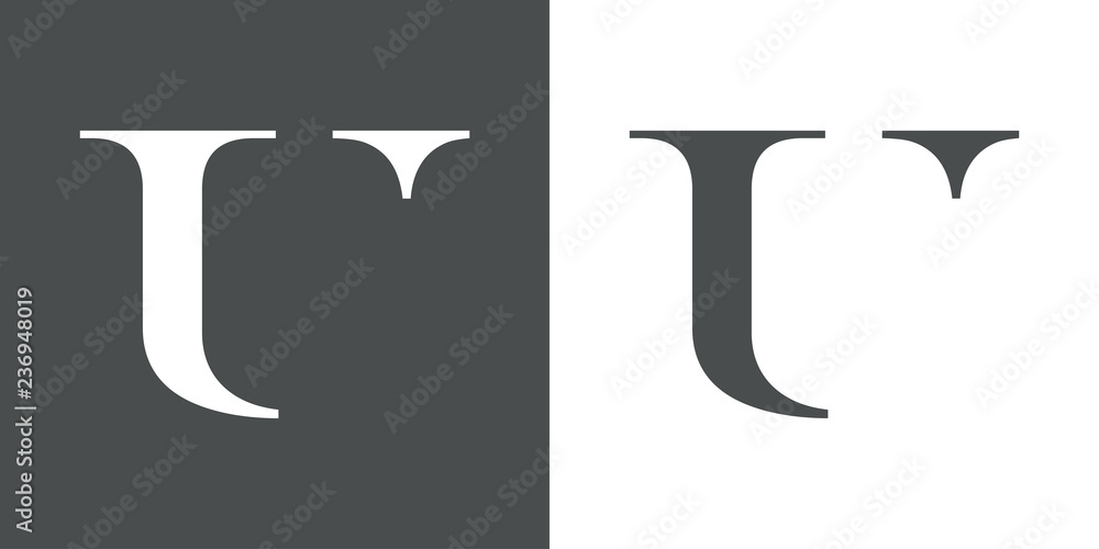 Icono plano letra U espacio negativo en gris y blanco Stock Vector ...