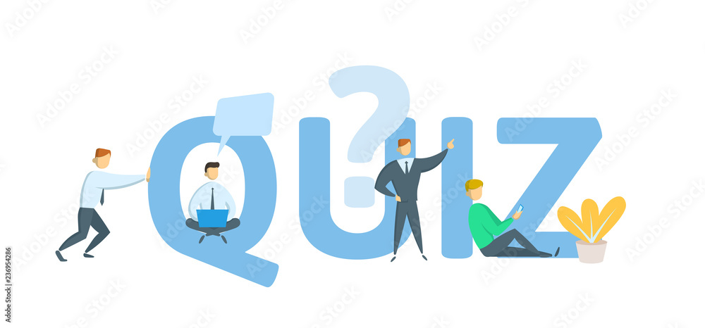 Quiz. Concept with keywords, letters and icons. Colored flat vector ...