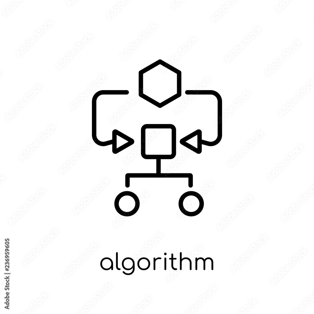 Algorithm Icon Trendy Modern Flat Linear Vector Algorithm Icon On White Background From Thin