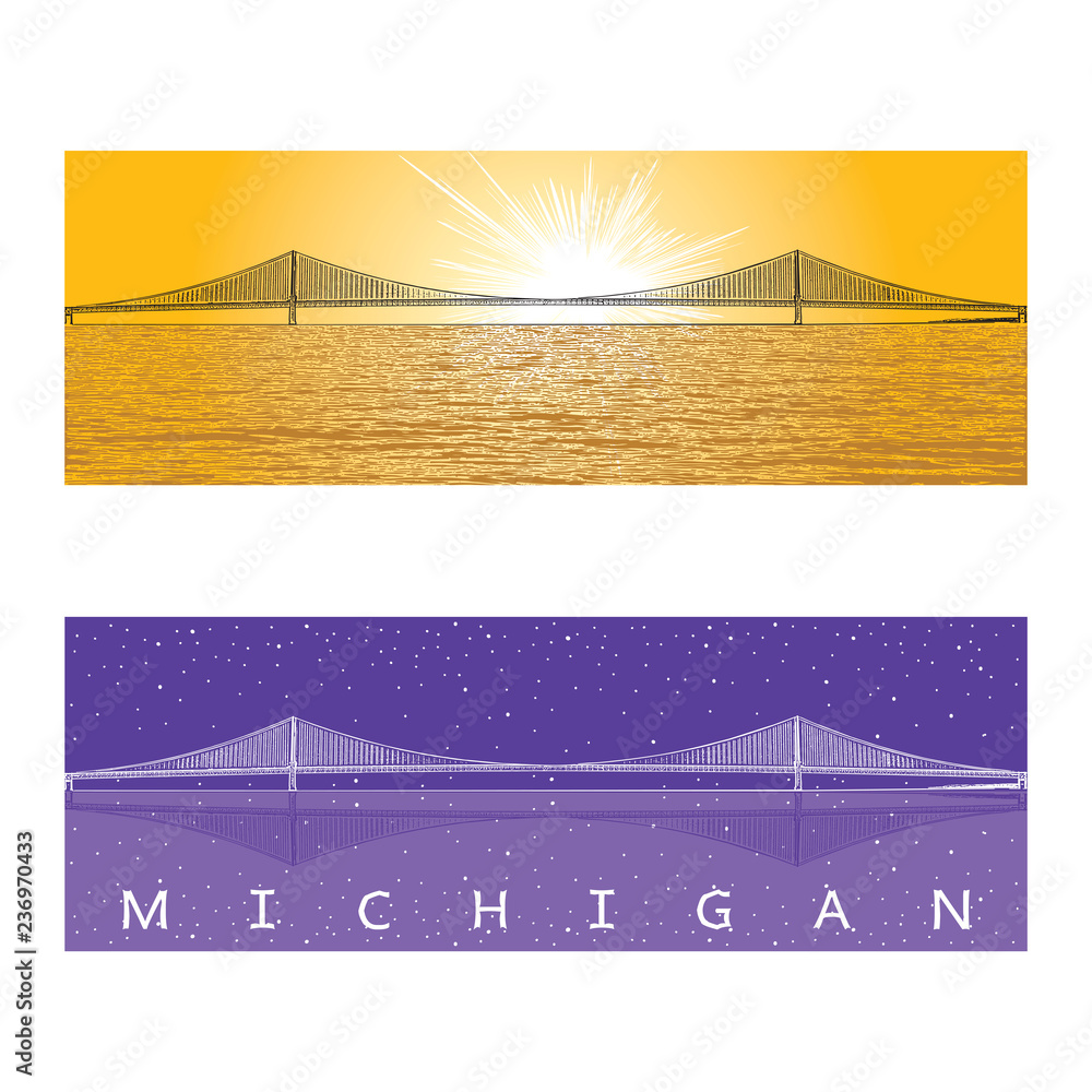 Bridge - vector graphic illustration. Modern architecture - long steel ...