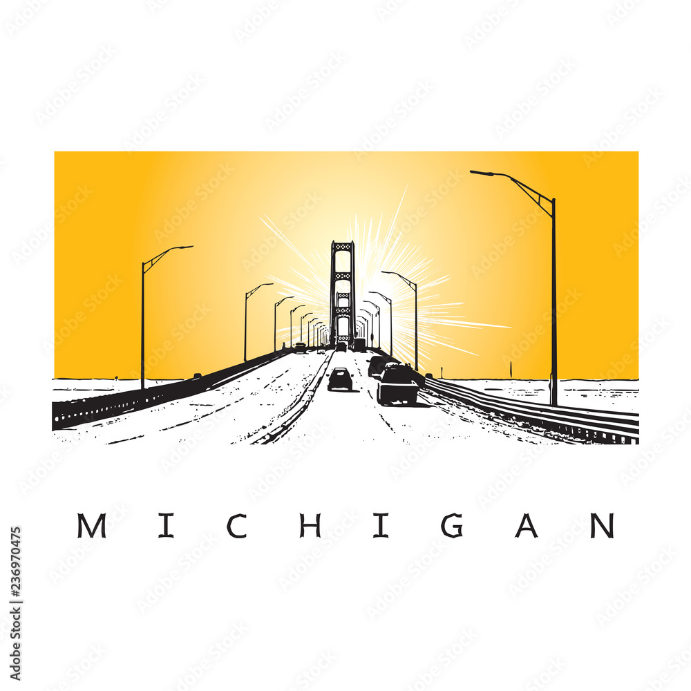 Bridge - vector graphic illustration. Modern architecture - long steel ...