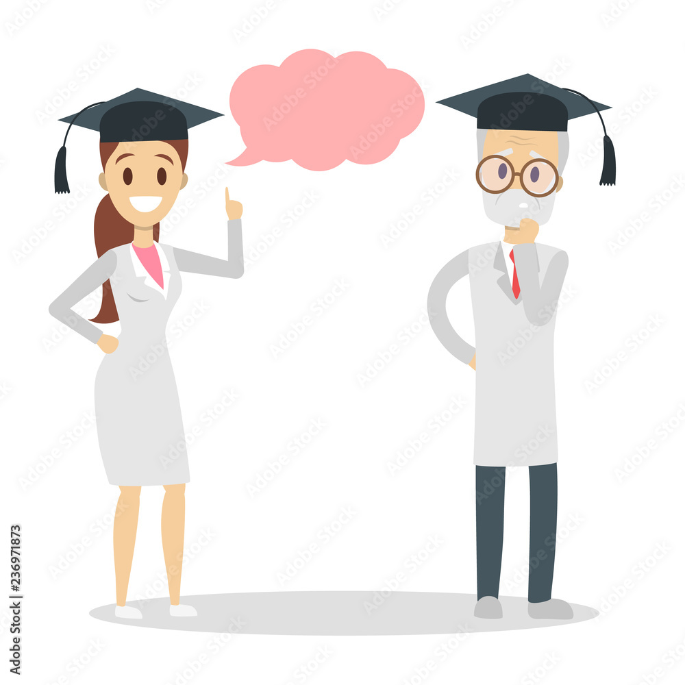 Male and female professor character in the uniform Stock Vector | Adobe ...