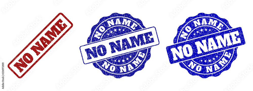 NO NAME scratched stamp seals in red and blue colors. Vector NO NAME ...