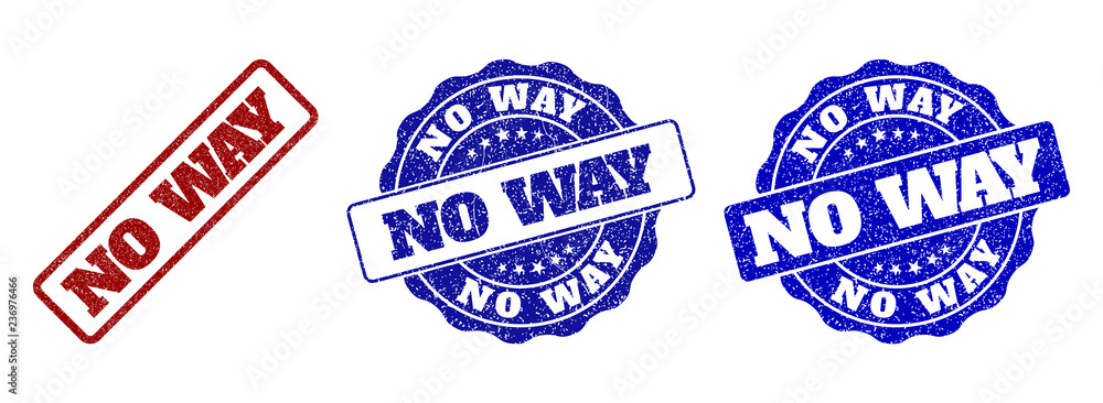 Vetor de NO WAY scratched stamp seals in red and blue colors. Vector NO ...