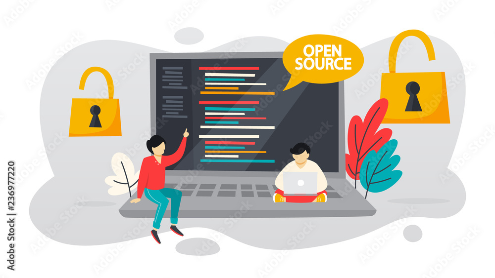 Open source concept. Free software for the computer Stock Vector ...