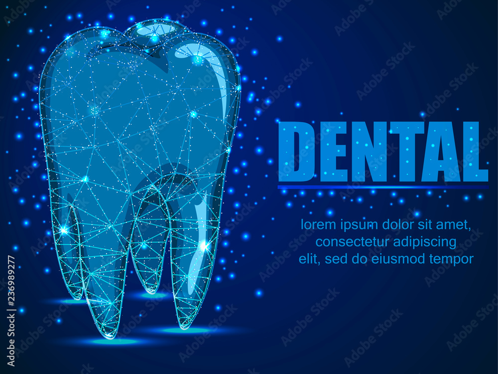 Frame structure. Dental clinic, tooth object. Abstract polygonal ...