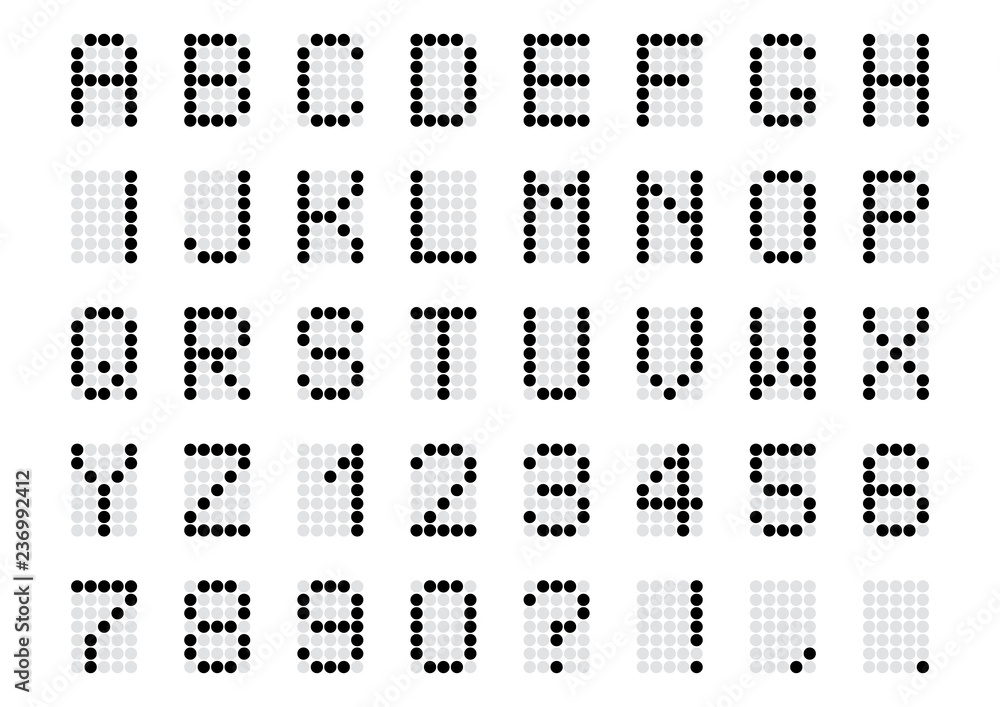 Black digital alphabet and numbers. Vector illustration Stock Vector ...