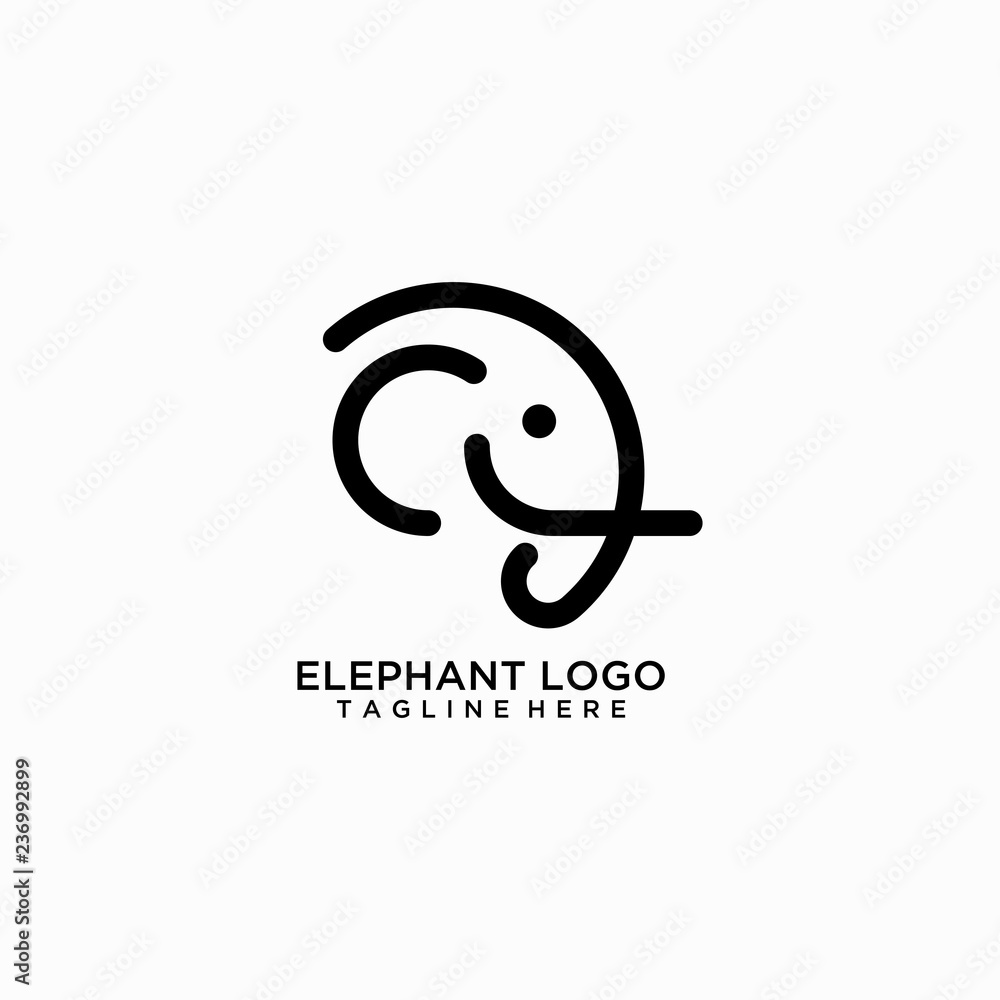 Elephant logo line design Stock Vector | Adobe Stock
