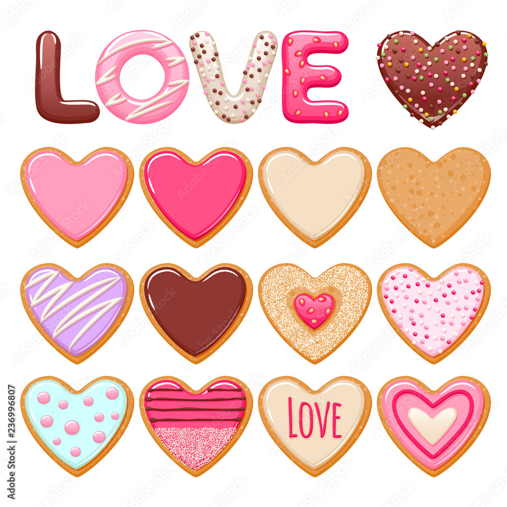 Valentine's day cookies set. Stock Vector | Adobe Stock