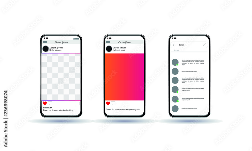 Smartphone on a transparent background, mobile application, social ...