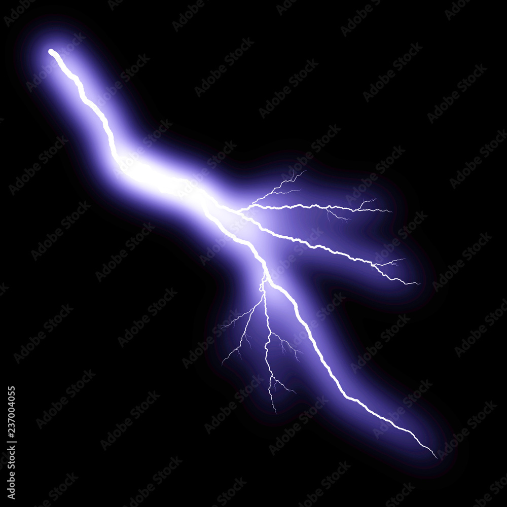 Isolated realistic violet electrical lightning strike visual effect on ...