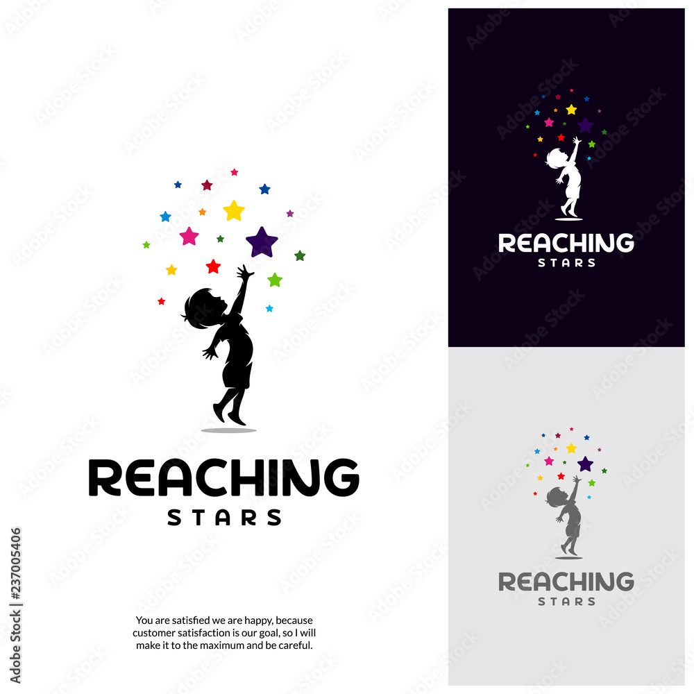 Reaching Stars Logo Design Template. Dream star logo. Emblem, Colorful ...