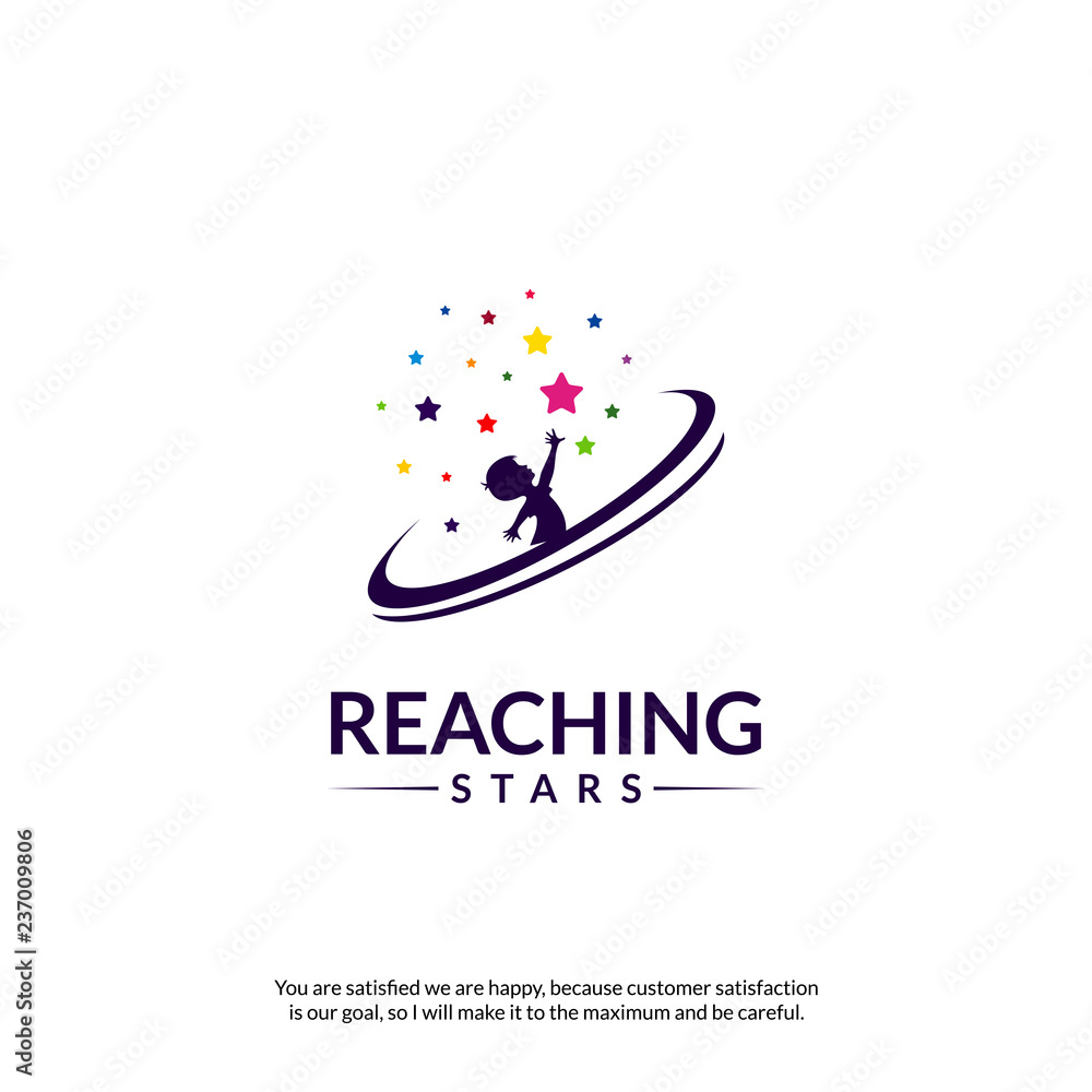Reaching Stars Logo Design Template. Dream star logo. Emblem, Colorful ...