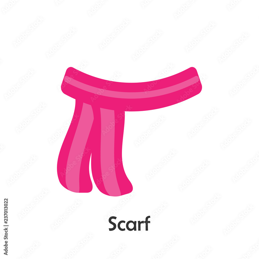 Scarf in cartoon style, christmas card for kid, preschool activity for ...