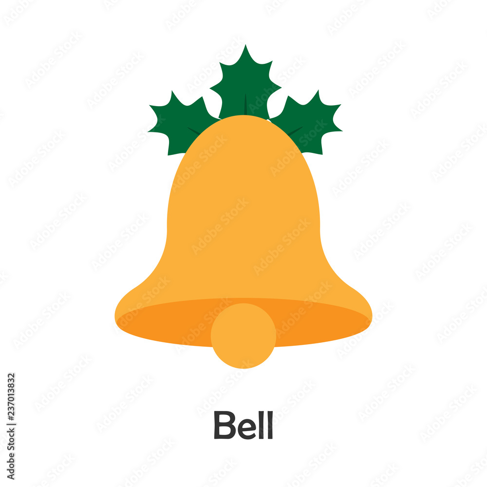 Bell in cartoon style, christmas card for kid, preschool activity for ...