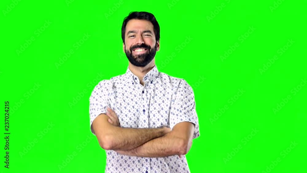 Man on green screen chroma key background Stock Video | Adobe Stock