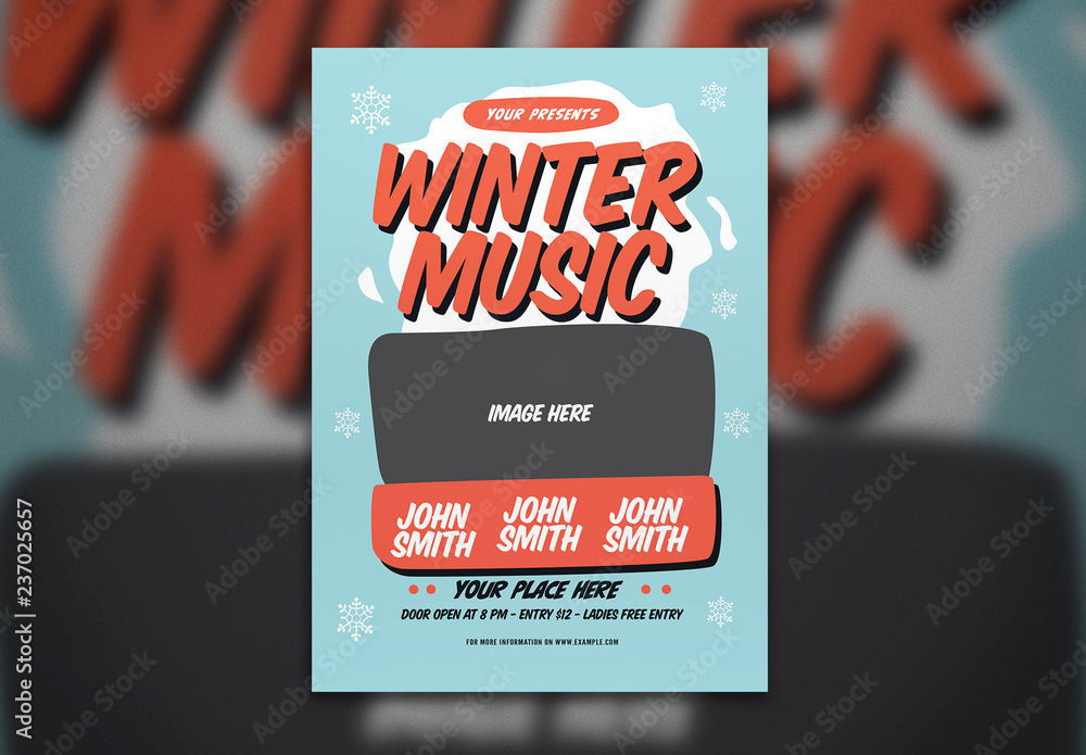 Winter Music Event Flyer Layout Stock Template | Adobe Stock