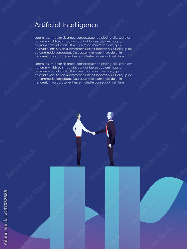 Artificial intelligence and human cooperation vector concept ...