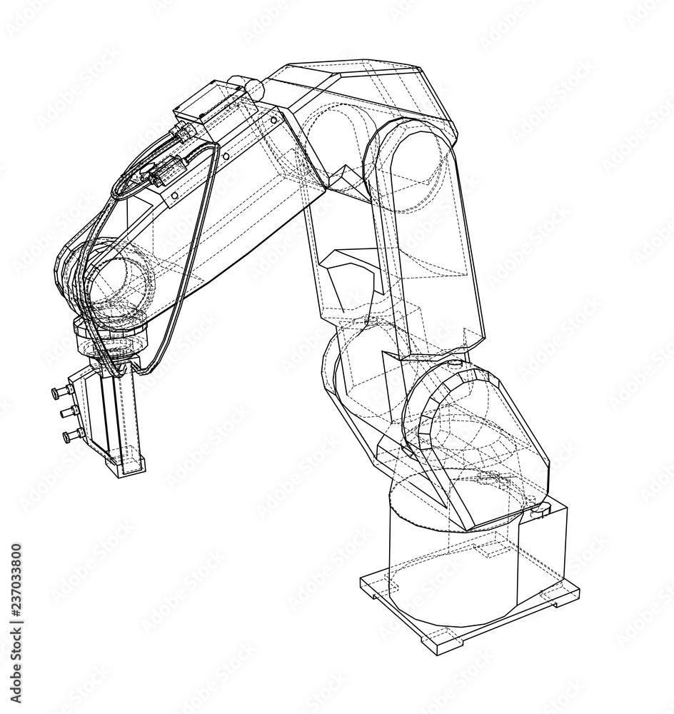 3D outline Robotic arm. 3d illustration Stock Illustration | Adobe Stock
