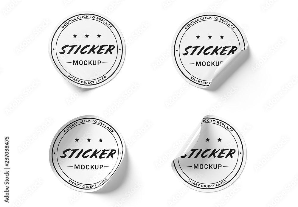 4 Round Stickers Isolated Mockup Stock Template | Adobe Stock