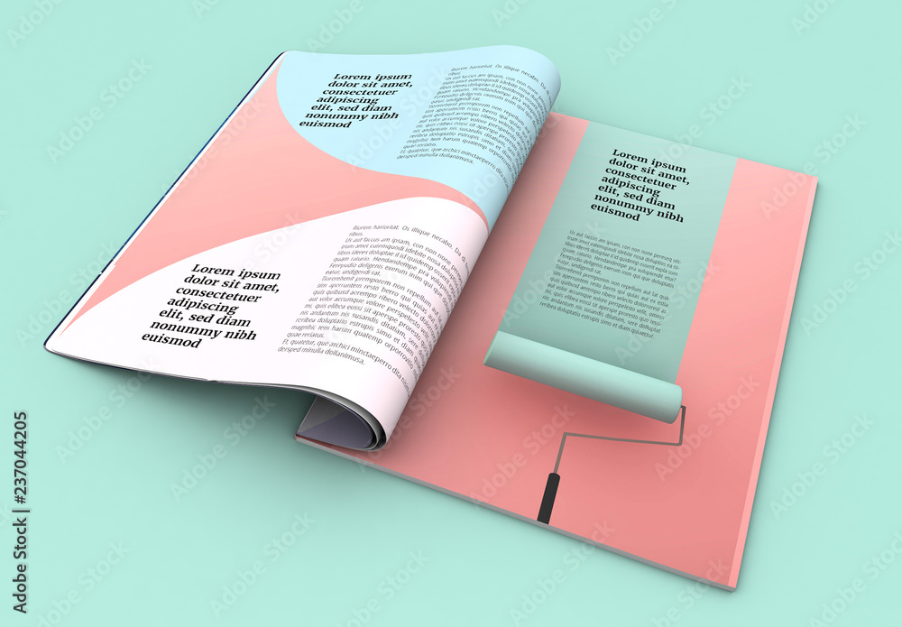 Magazine Layout with Pastel Colors and Rounded Elements Stock Template ...