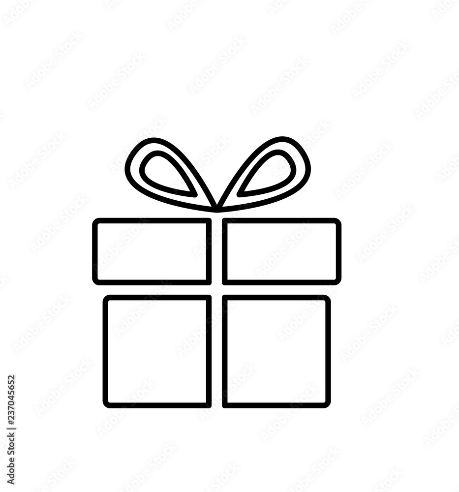 Outline christmas gift box icon vector illustration isolated on white ...