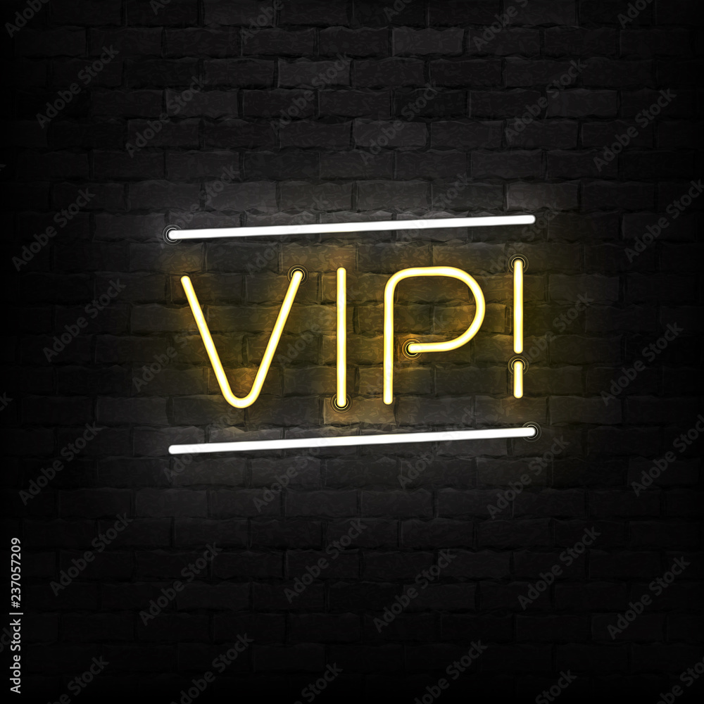 Vector realistic isolated neon sign of VIP logo for decoration and ...