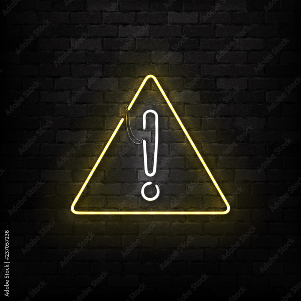Vector realistic isolated neon sign of Warning logo for decoration and ...