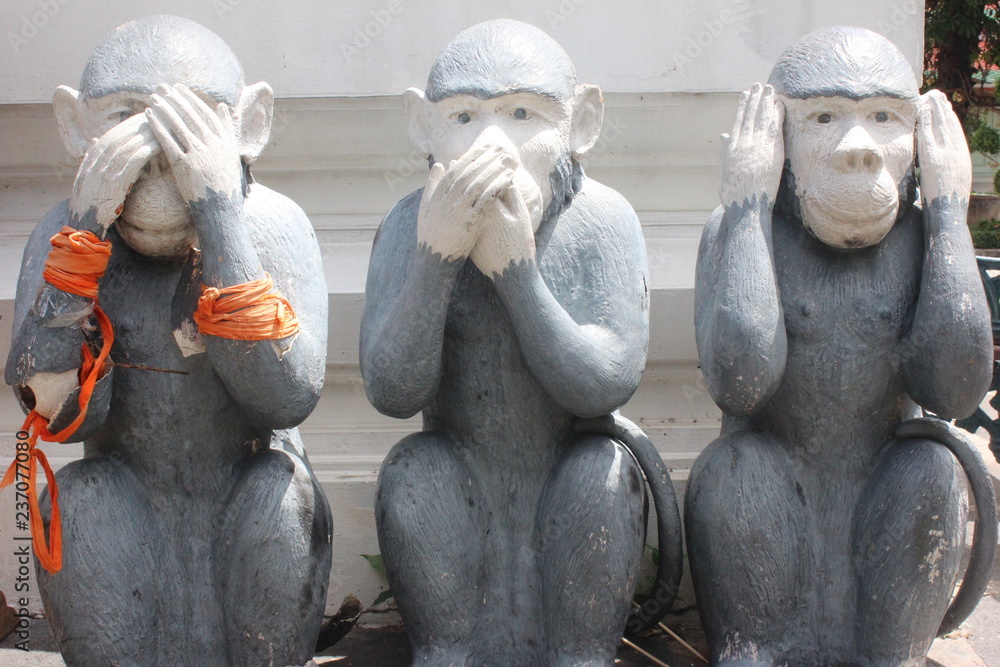 Confizuius' three monkeys of wisdom: hear nothing, see nothing, say ...