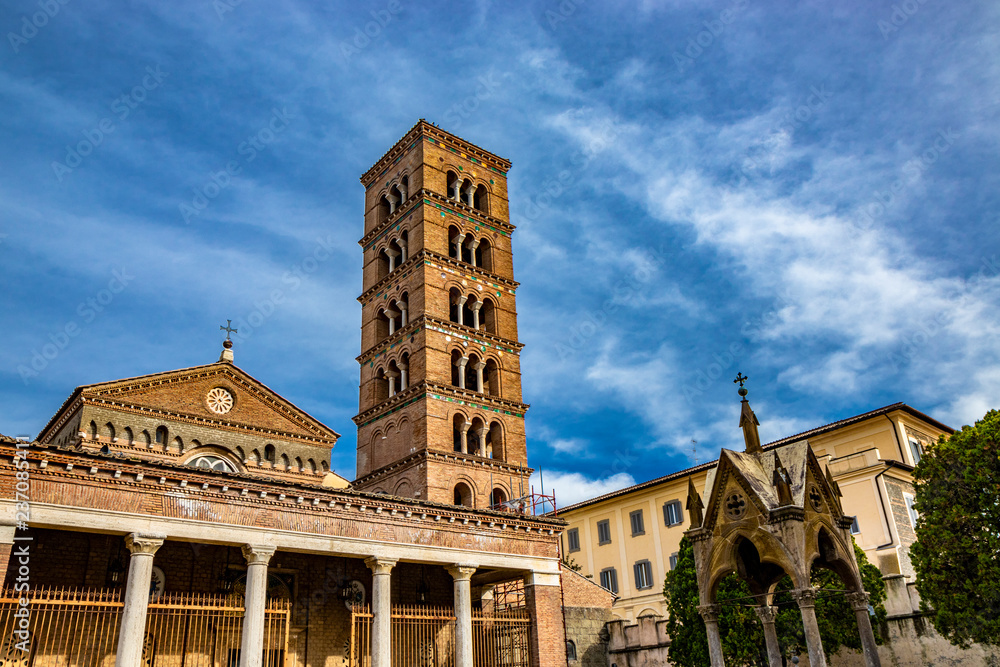 The church, the bell tower, and the liturgical fountain "the Paradise ...