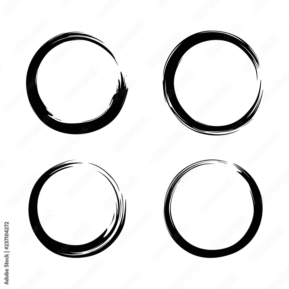 Black Circle Brush Zen, Enzo Logo, Sign, Icon Set Vector Illustration ...
