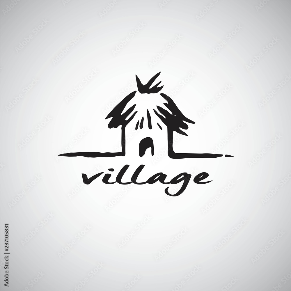 Hut Logo Design Template. Hand Drawn Vector Illustration Stock Vector ...