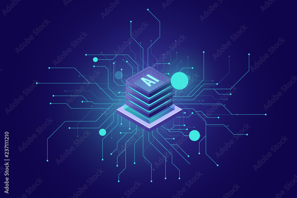 internet connection, artificial intelligence ai isometric icon abstract ...