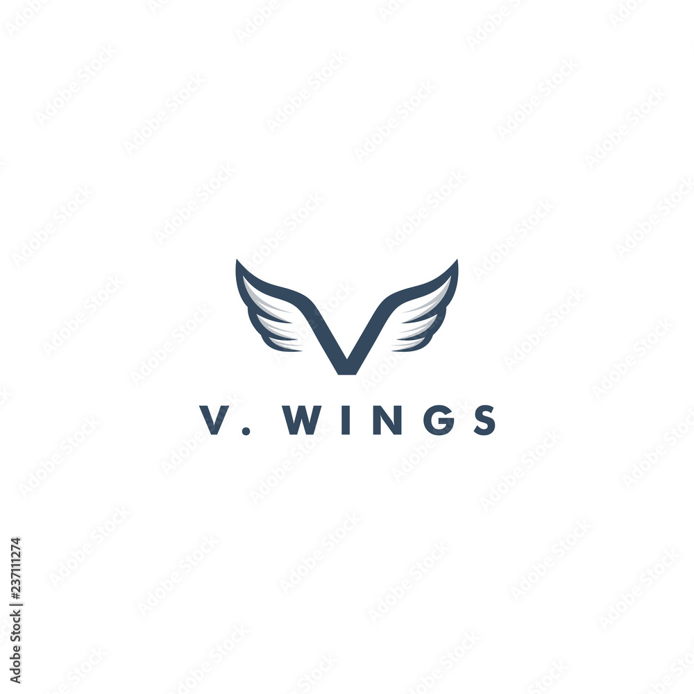 V Letter logo template, wing icon symbol design vector illustration ...