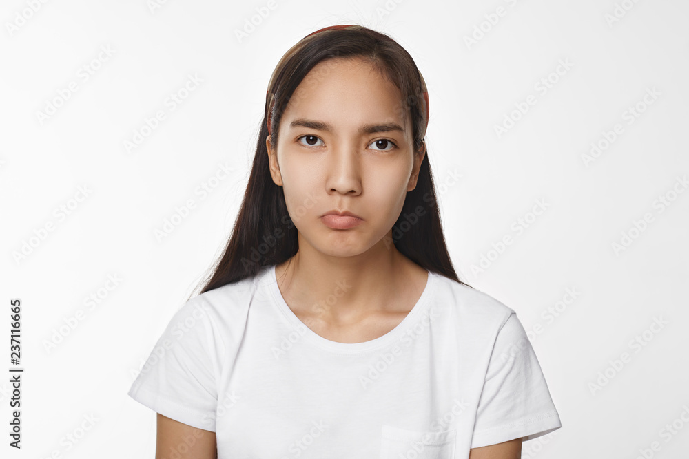 Negative human facial expressions and reaction. Picture of sad ...