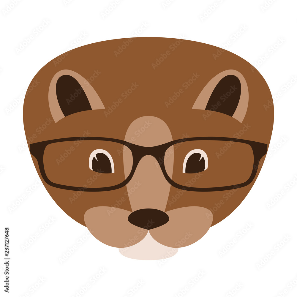 cartoon mink face vector illustration, flat style, front Stock Vector ...