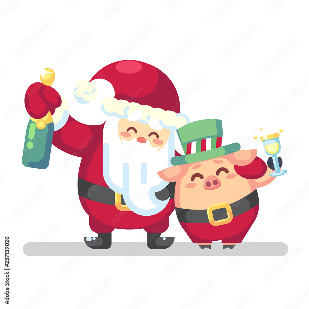 Santa Toasting Clipart