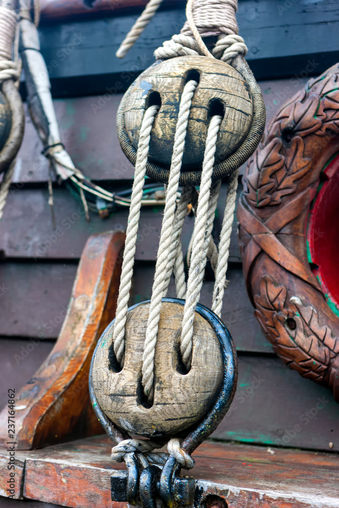 Fragments of rigging sailing ship Stock Photo | Adobe Stock