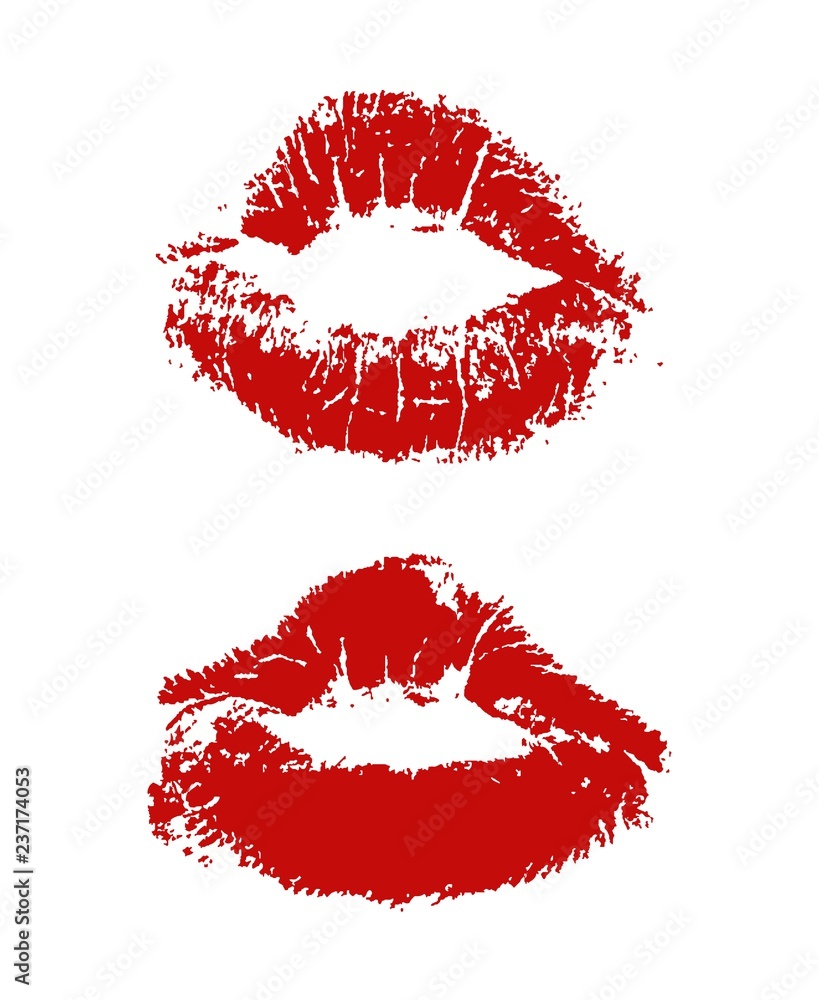 Vector Lips kiss print. Woman lips and kiss print Stock Vector | Adobe ...