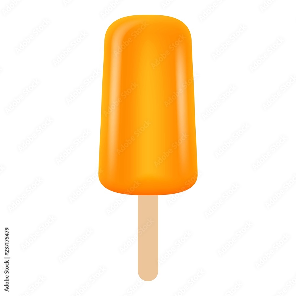 Orange popsicle icon. Realistic illustration of orange popsicle vector ...
