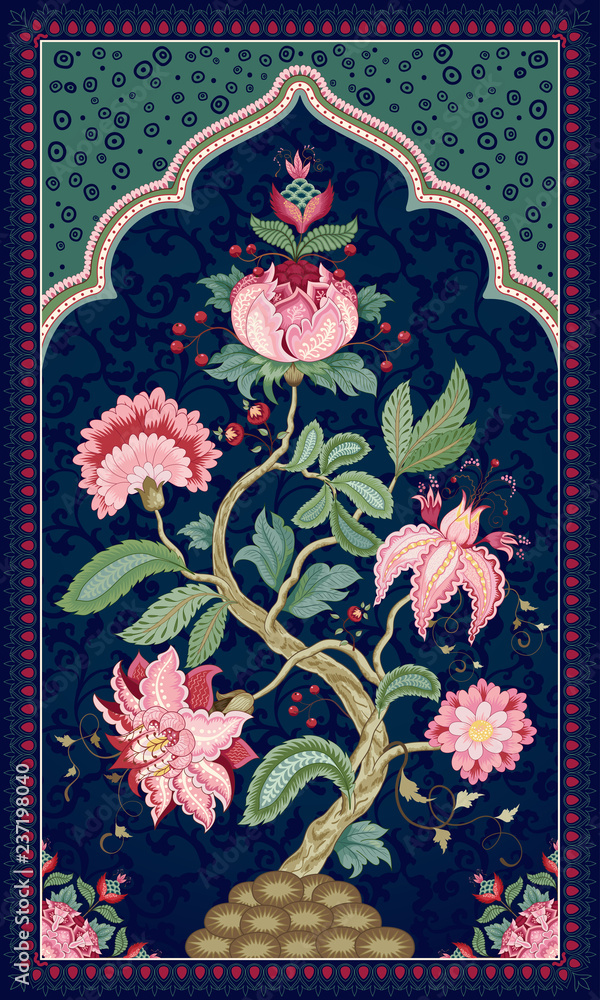 Tree of Life in beautiful indian decorative frame. The motives of the ...