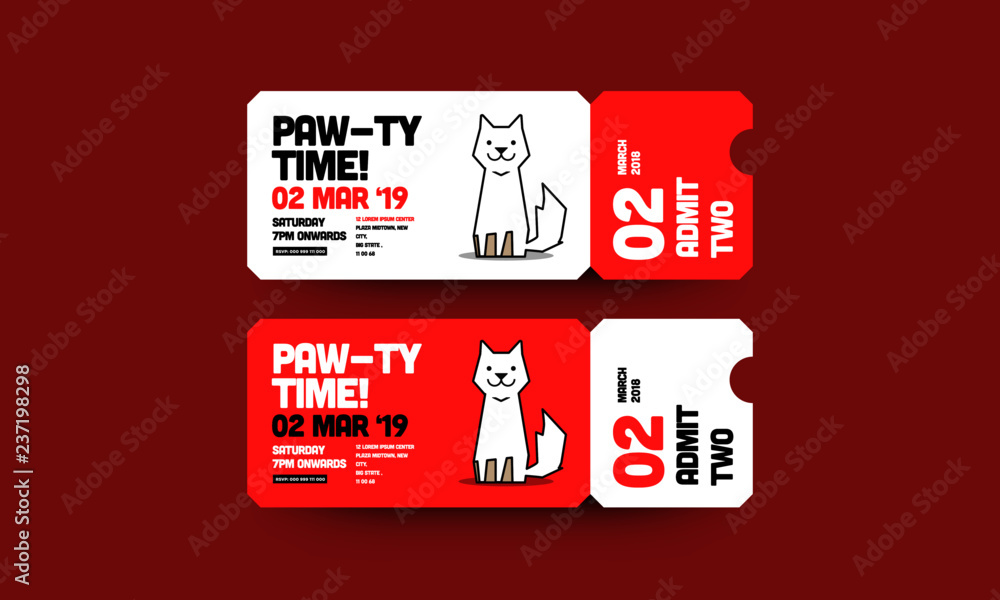 It's Paw-ty Time Invitation Design with Cute Cat Illustration Where and ...