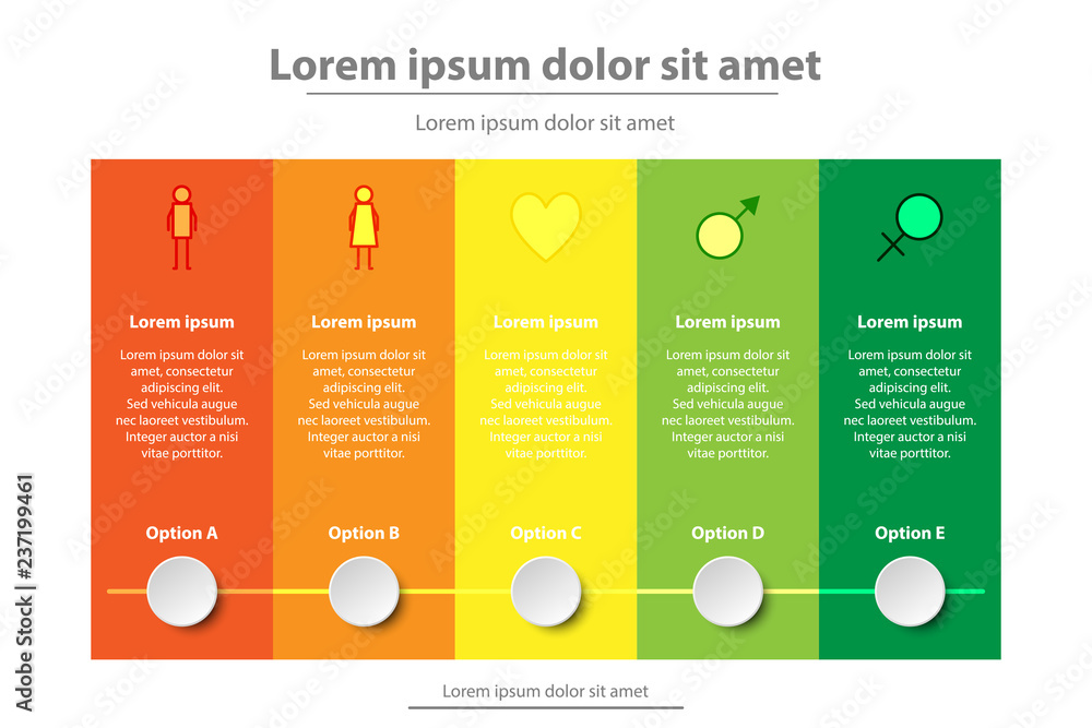 Vector infographics design template with Five 3D circle paper bullet ...