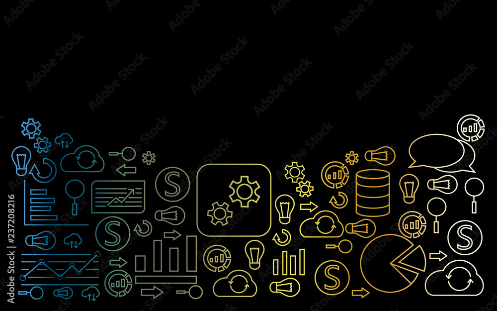 data analytics icons on black background vector mockup Stock Vector ...