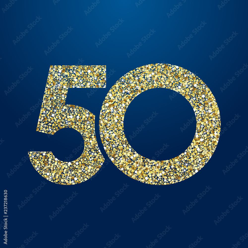 50 th years old logotype. Isolated golden color abstract dot graphic ...