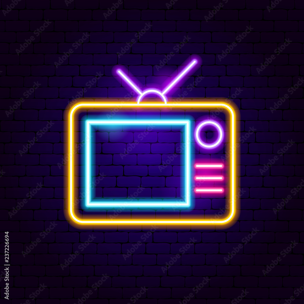 Analog TV Neon Sign Stock Vector | Adobe Stock