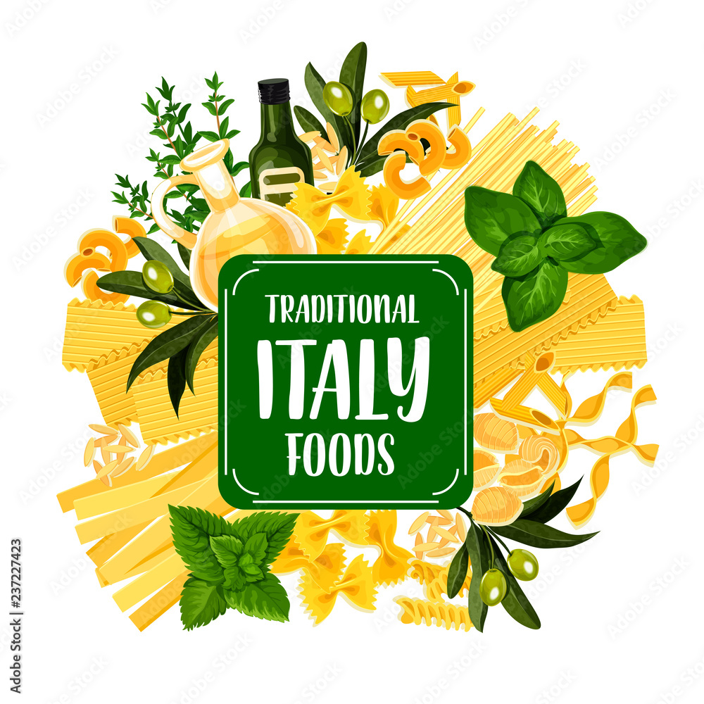 Italy foods icon with pasta from Italian cuisine Stock Vector | Adobe Stock