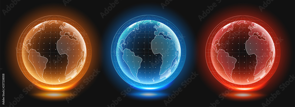 Planet earth hologram templates. Digital globe world. Holographic image ...